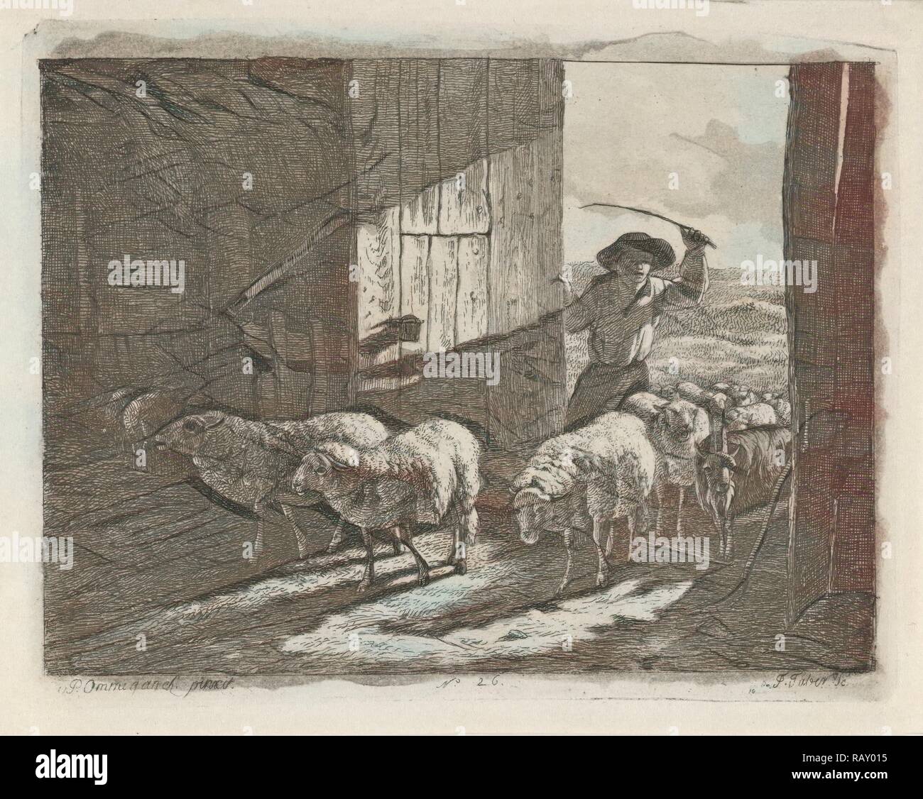 Sheepfold, Frédéric Théodore Faber, 1806 - 1807. Reimagined by Gibon ...