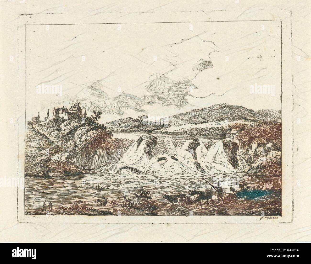 Landscape with Waterfall, Frédéric Théodore Faber, 1806. Reimagined by ...