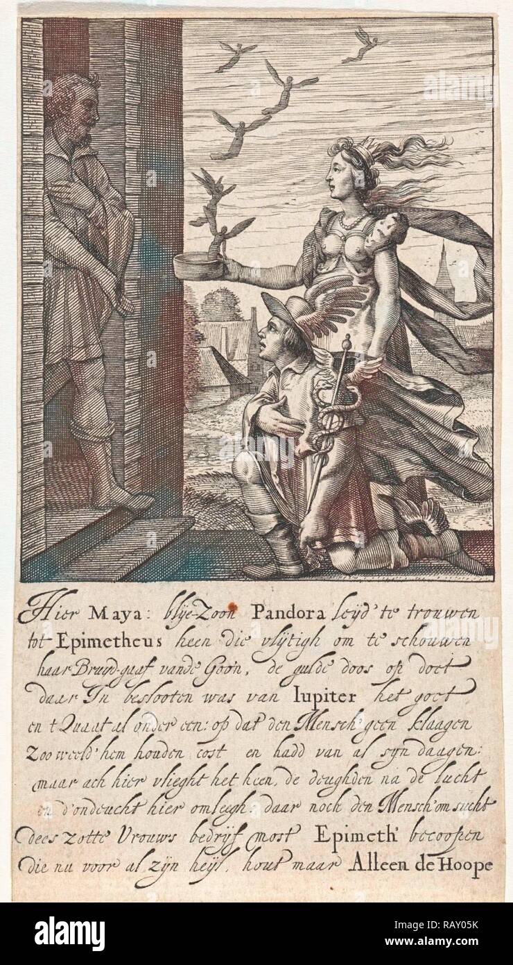 Pandora and Epimetheus, print maker: Pieter Serwouters, 1601 - 1657 ...