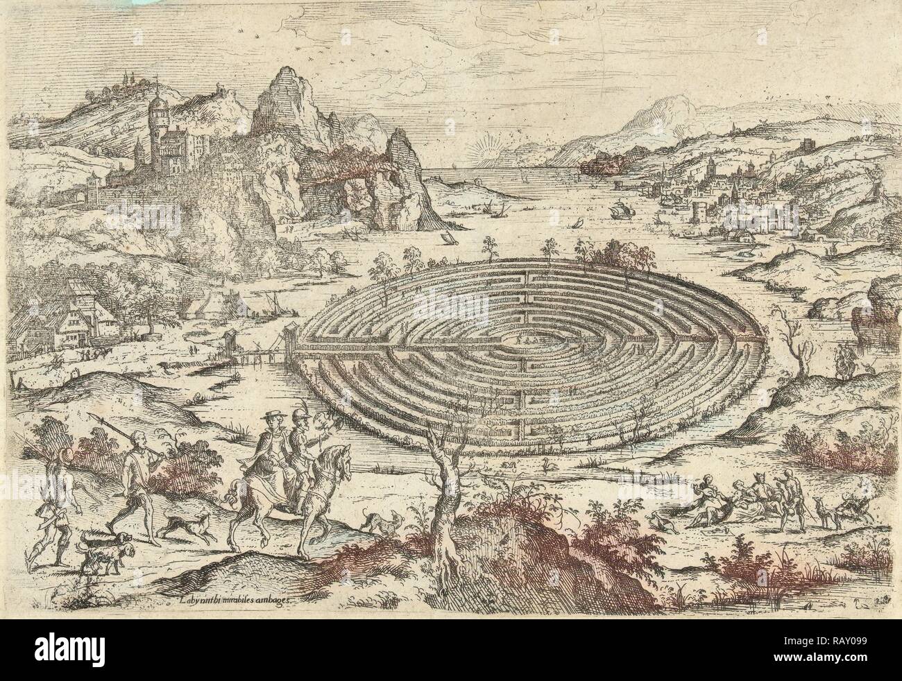 The labyrinth Kretische, Hieronymus Cock, Matthys Cock, c. 1551 ...