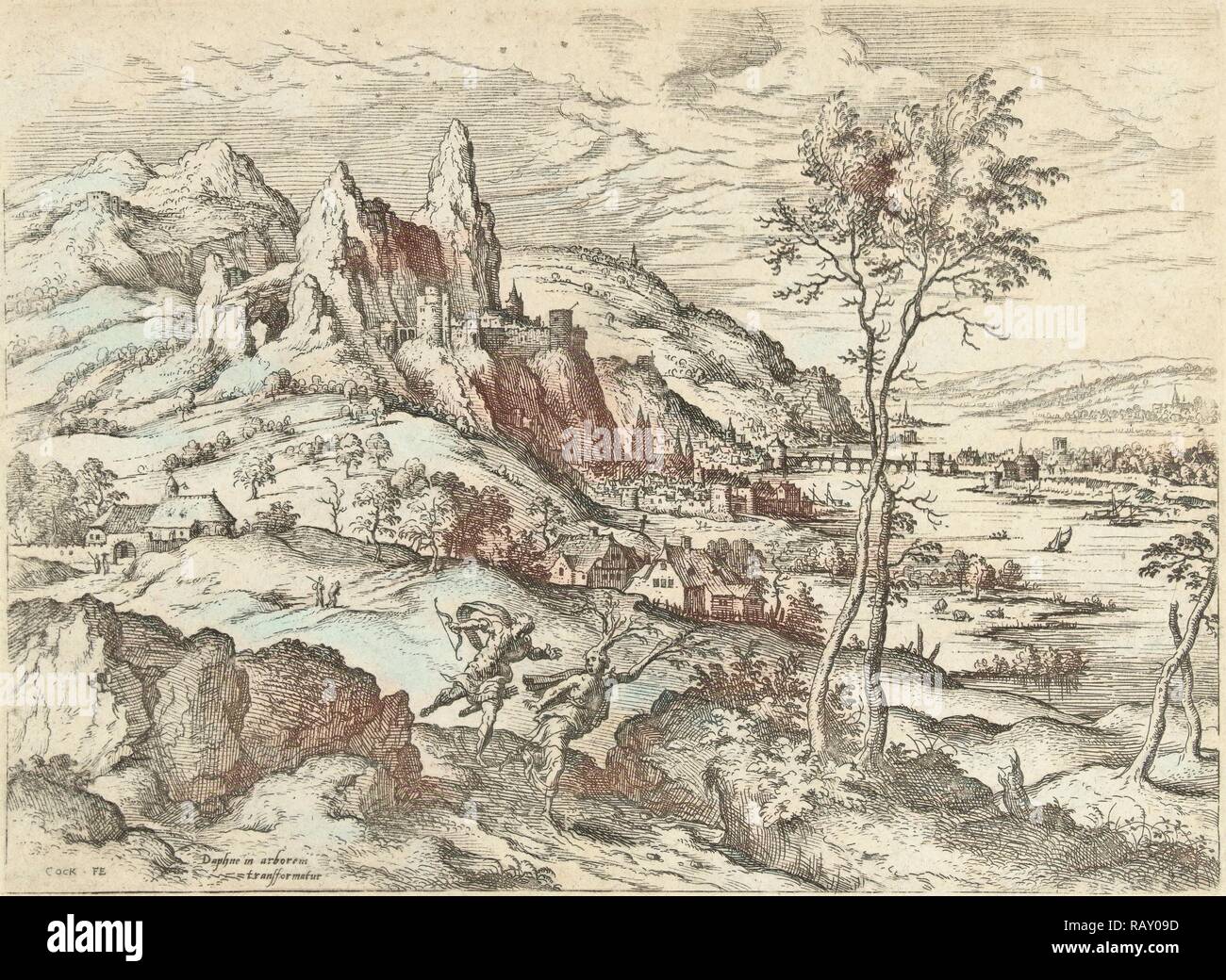 Daphne transformed into a laurel tree, Hieronymus Cock, Matthys Cock, c ...