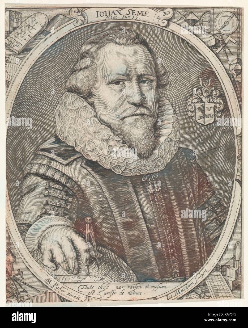 Portrait of Johan Sems, Jacob Matham, 1623. Reimagined by Gibon ...