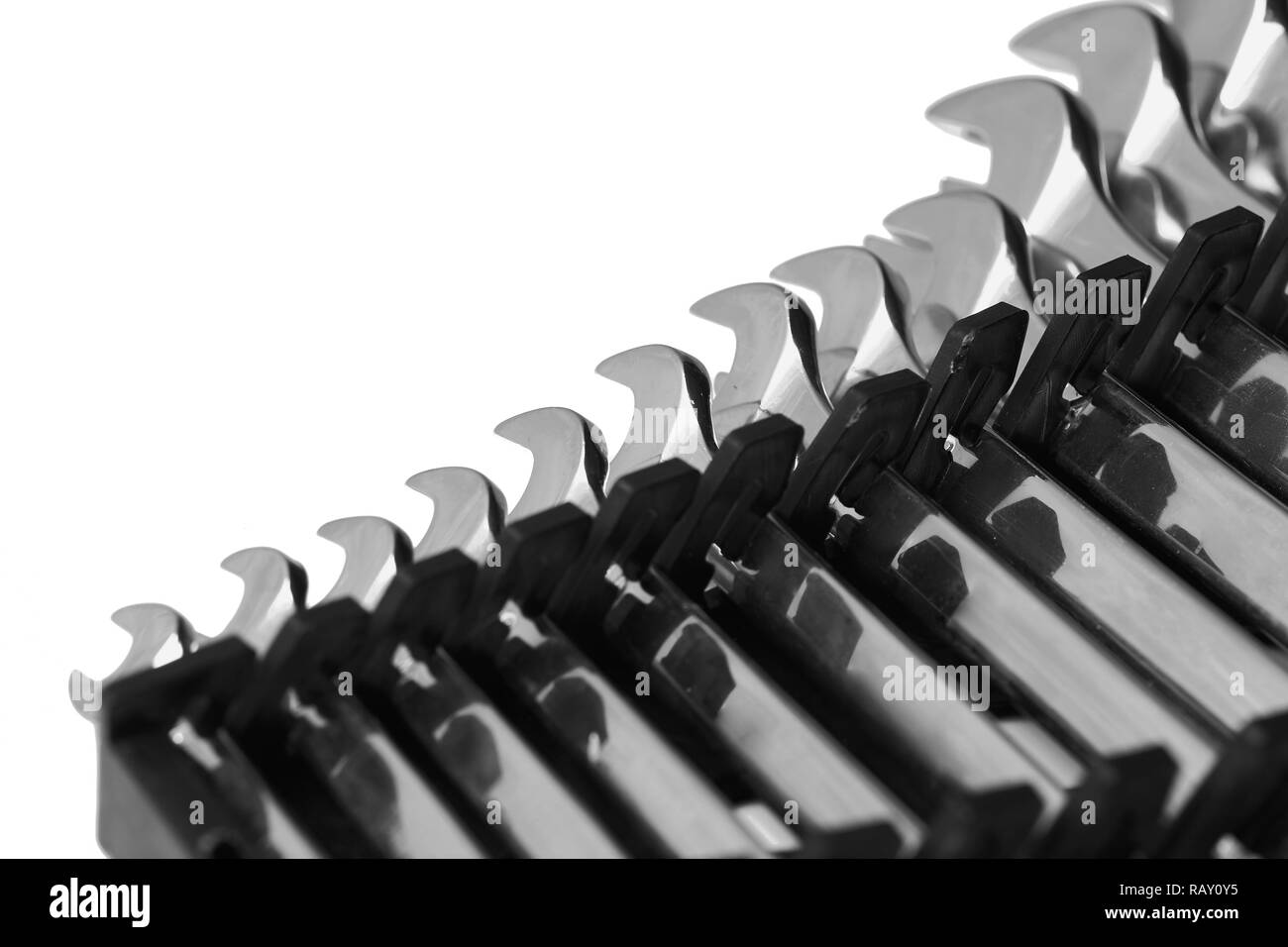 Set of wrench tool isolated on white background. Industrial background ...