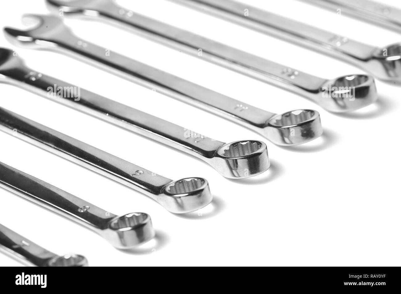 Set of wrench tool isolated on white background. Industrial background ...