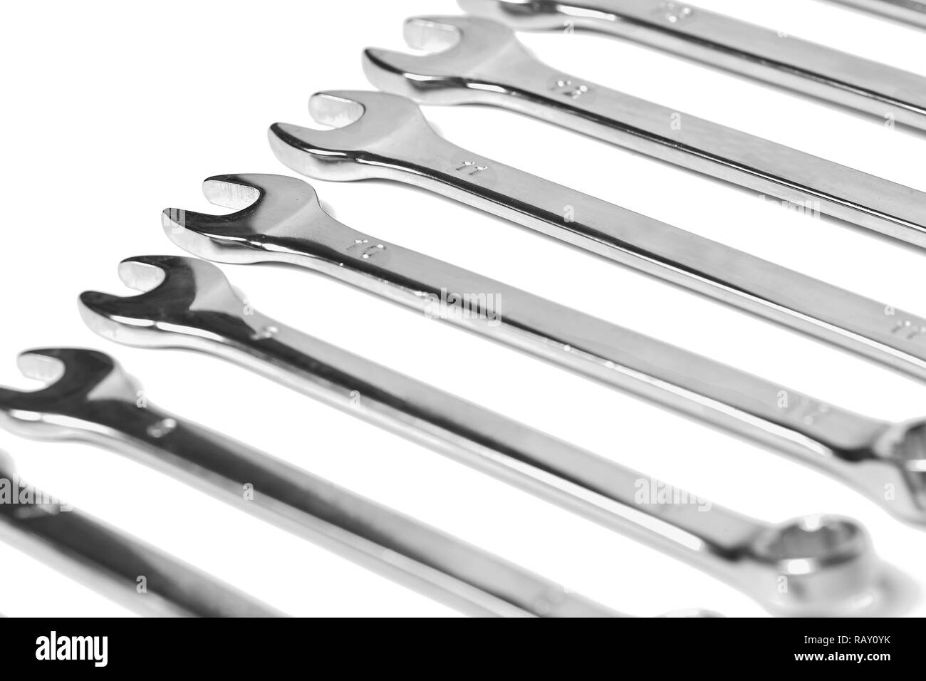 Set of wrench tool isolated on white background. Industrial background ...