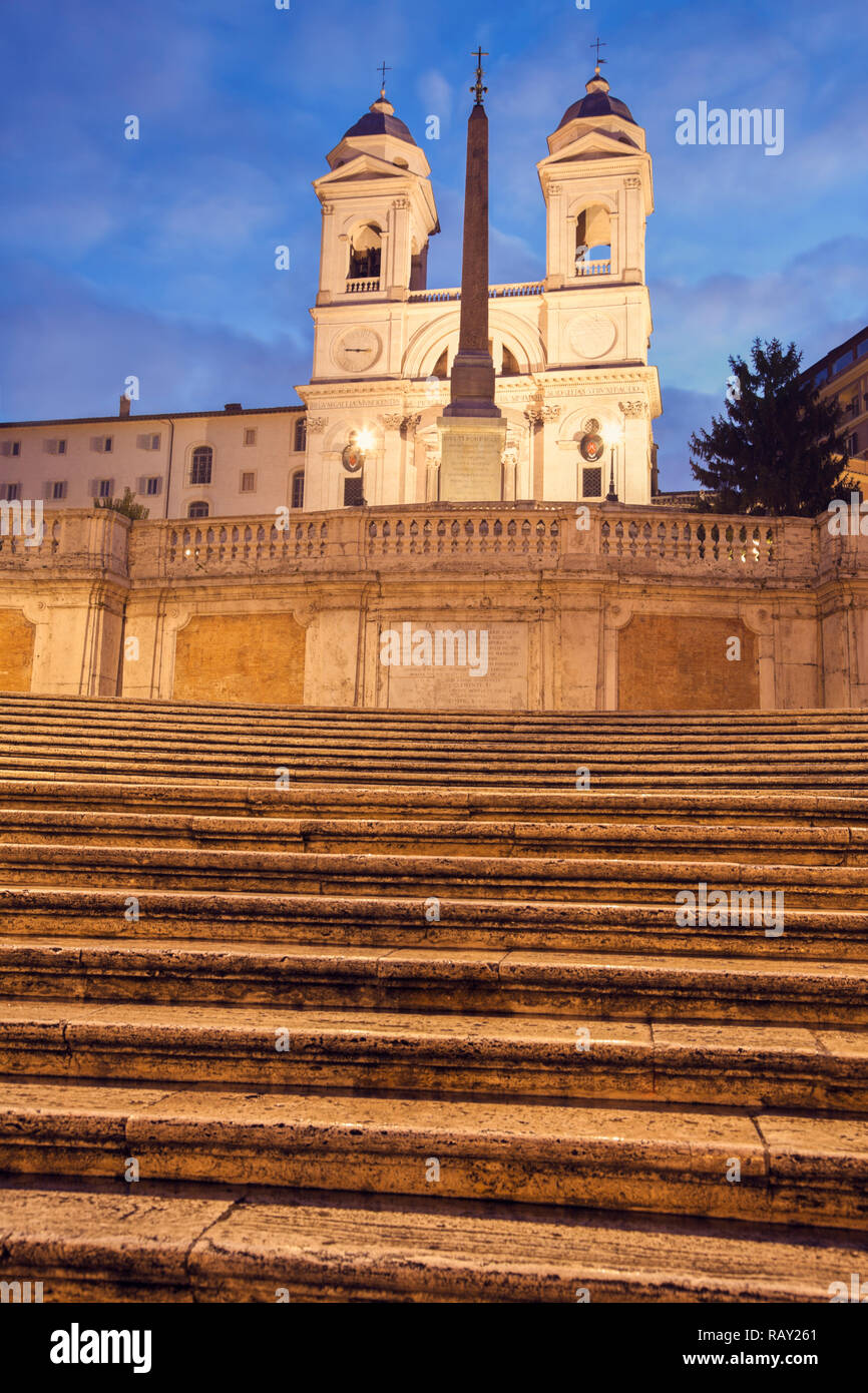 Spanish Steps and Trinita dei Monti Church in Rome. Rome, Italy, Lazio ...