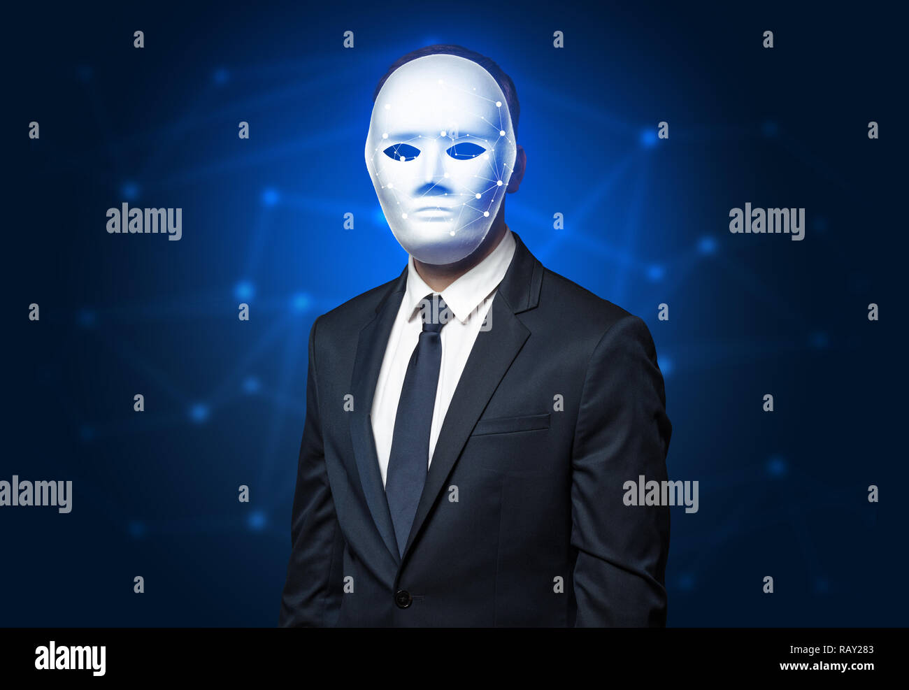 Face recognition with mesh. Cyber security concept Stock Photo - Alamy