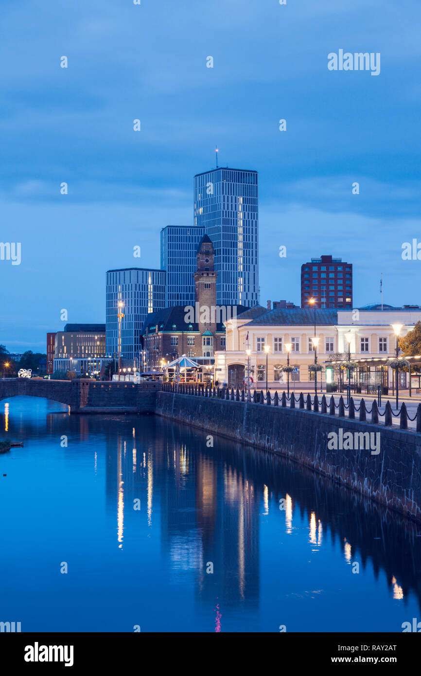 Panorama of Malmo at night. Malmo, Scania, Sweden Stock Photo - Alamy