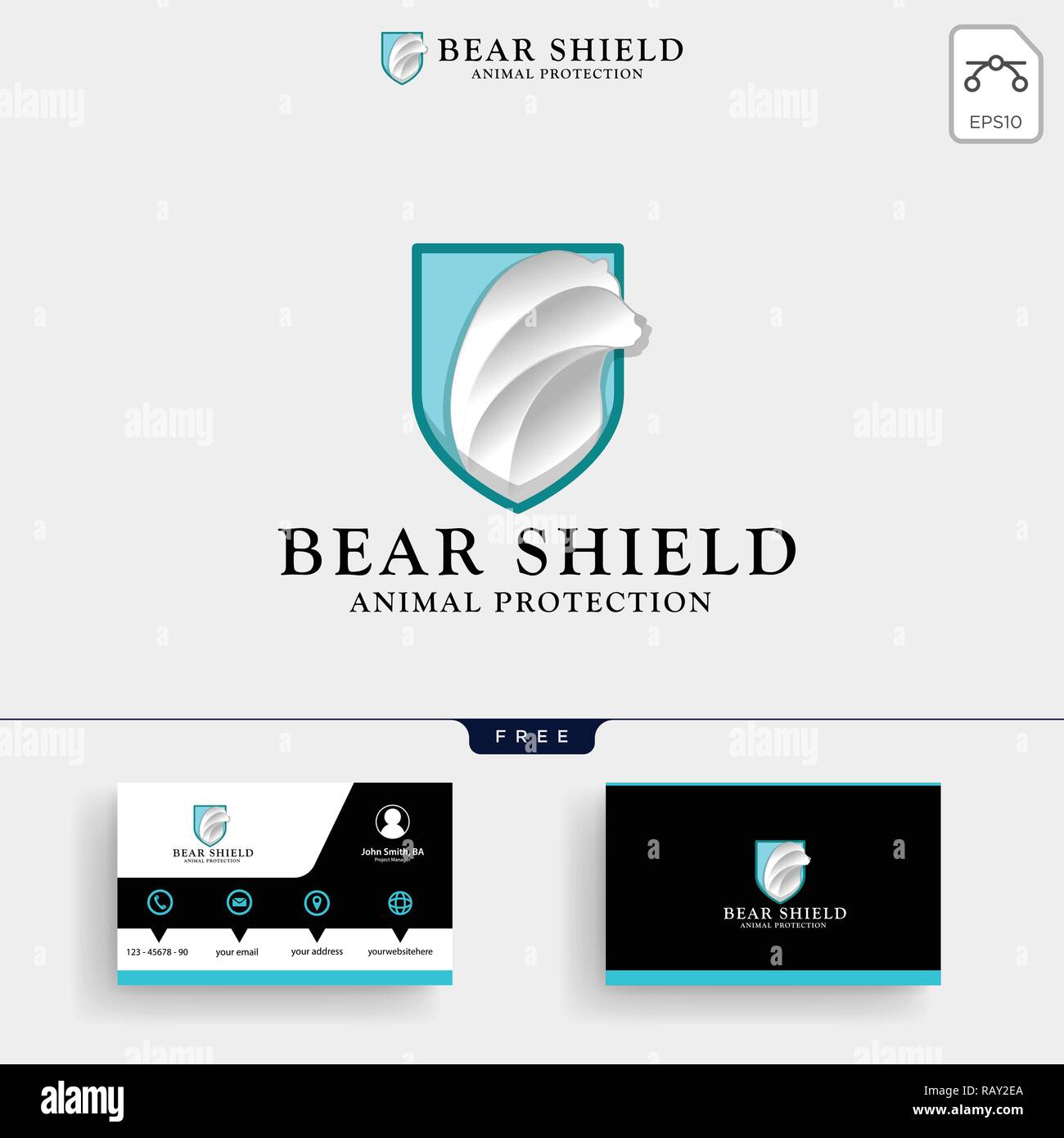 bear shield logo template vector illustration and business card design ...