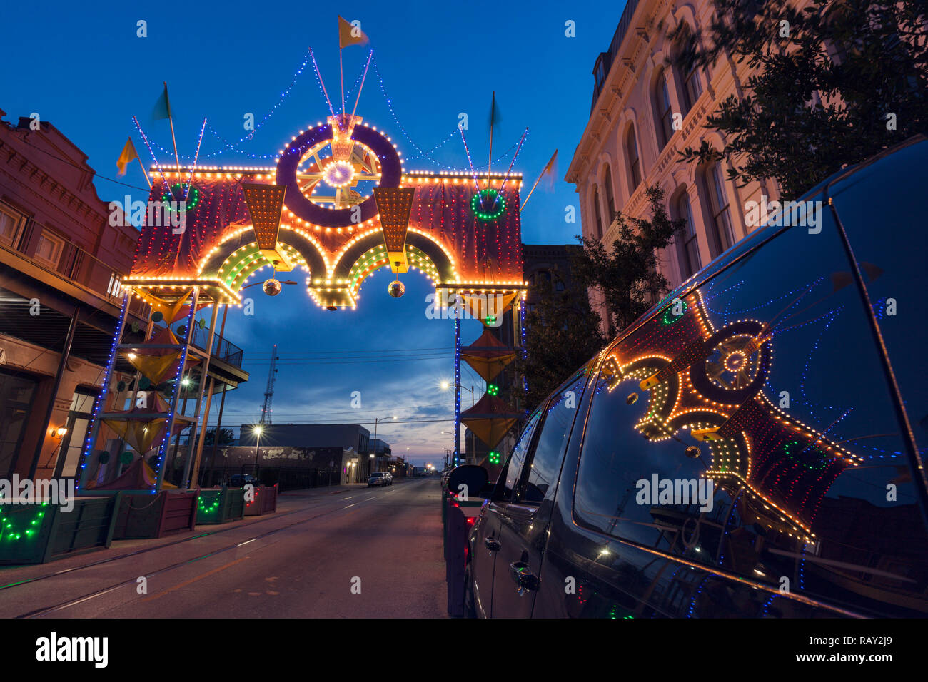 Boone Powell Arch in historic district. Galveston, Texas, USA Stock ...
