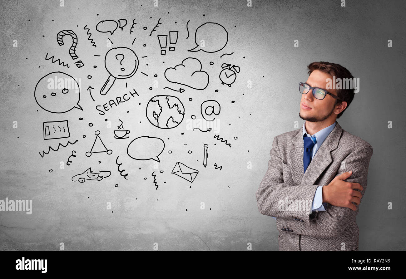 Young person thinking with office problems concept Stock Photo - Alamy