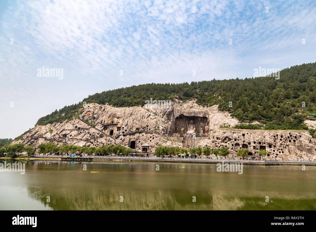 View of Longmen Grottoes complex in Luoyang, Henan, China. Fengxiangsi ...