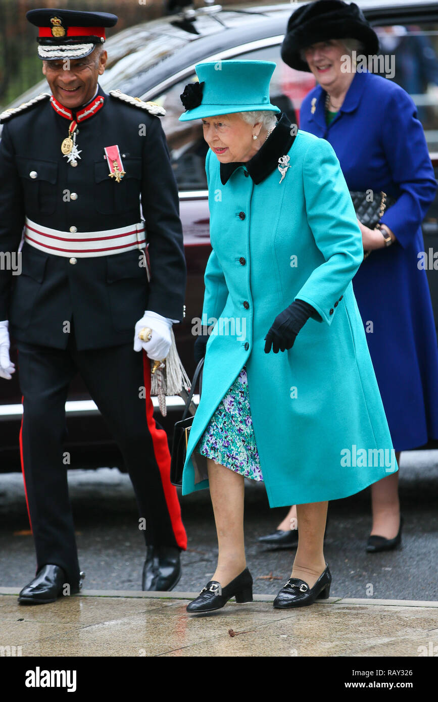 Her Royal Highness Queen Elizabeth II arriving at the Coram to ...