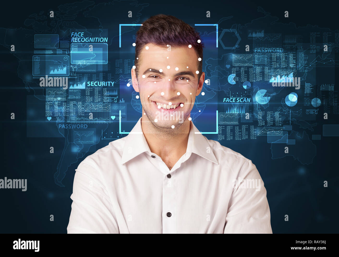 Digital Face Recognition System concept Stock Photo - Alamy