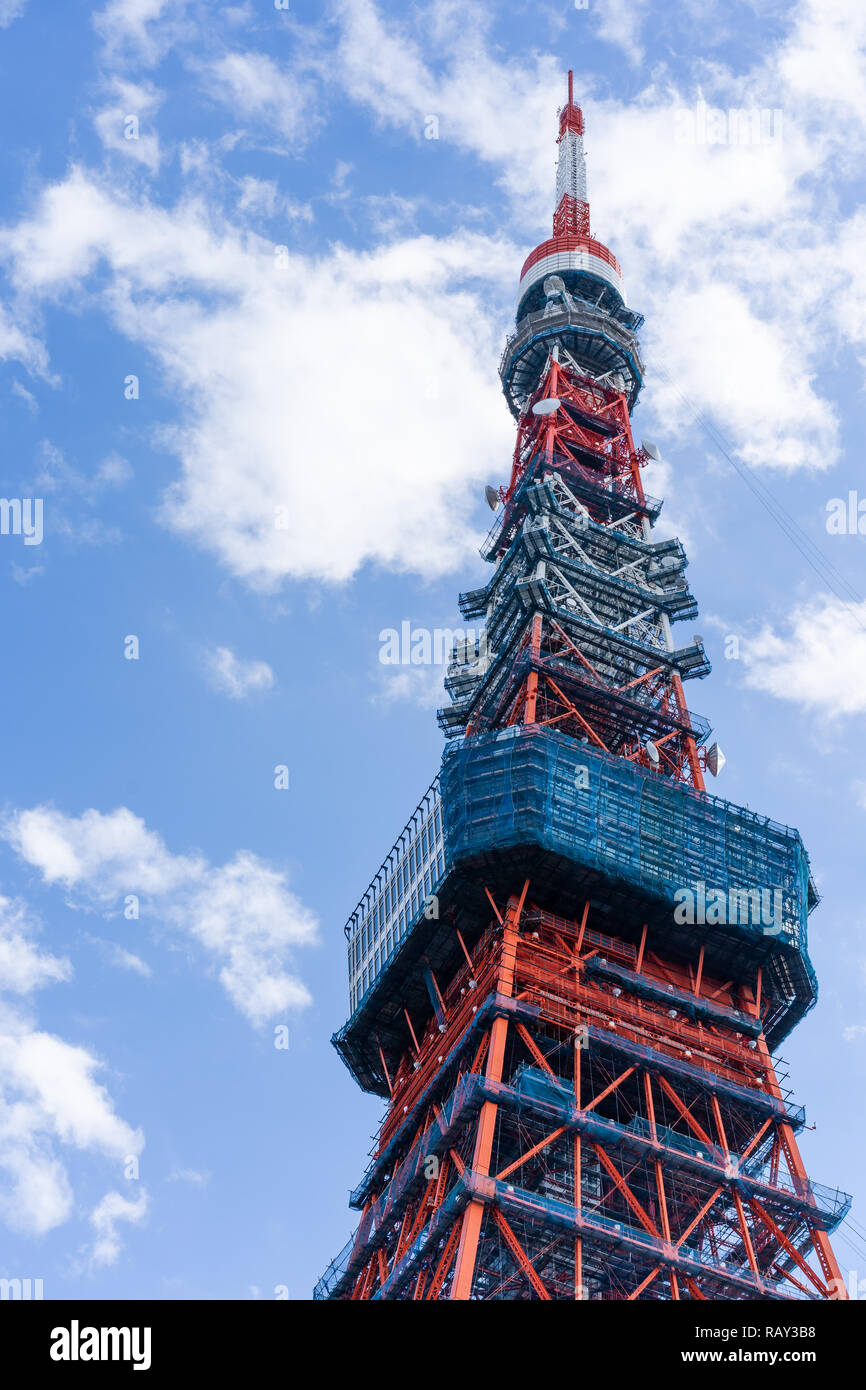 Tokyo Tower with clear blue sky in background Stock Photo - Alamy