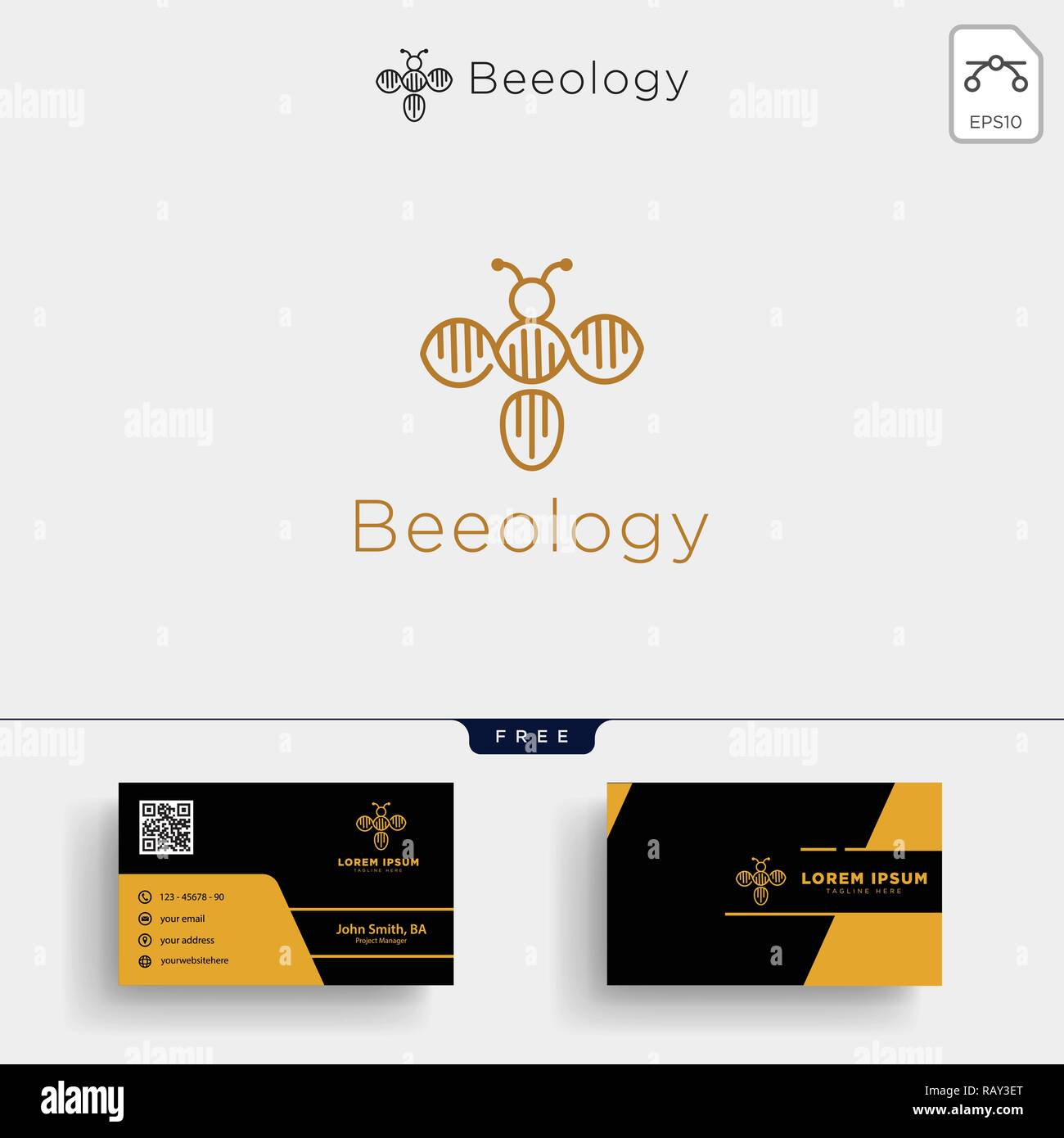 bee molecular Dna logo template vector illustration and business card ...