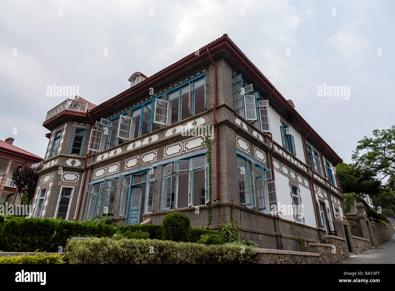 Yantai, China - one of the many german style buildings in YantaiShan, a ...