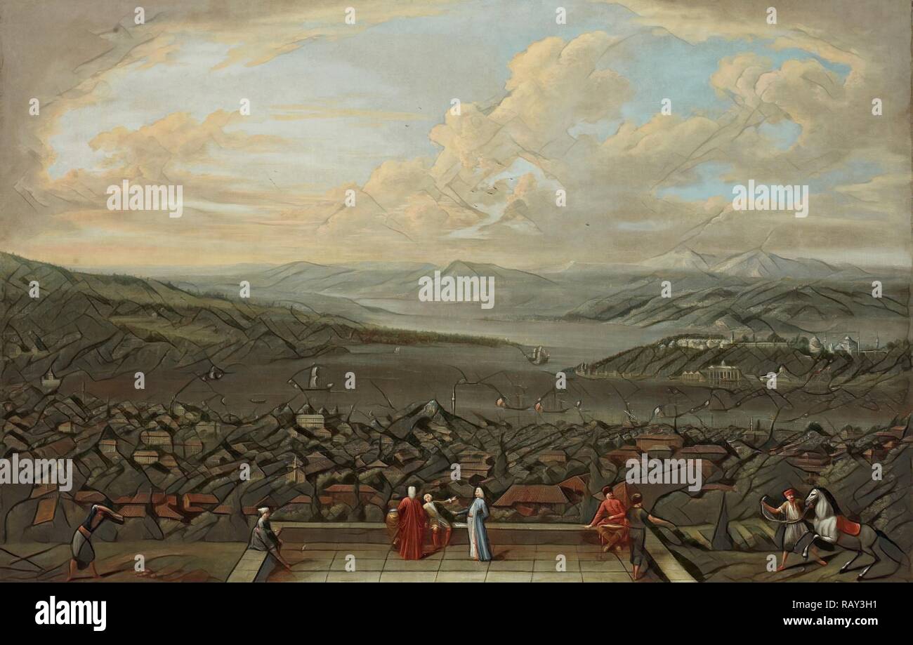 View of Istanbul from the Dutch Embassy at Pera Turkey, Jean Baptiste ...