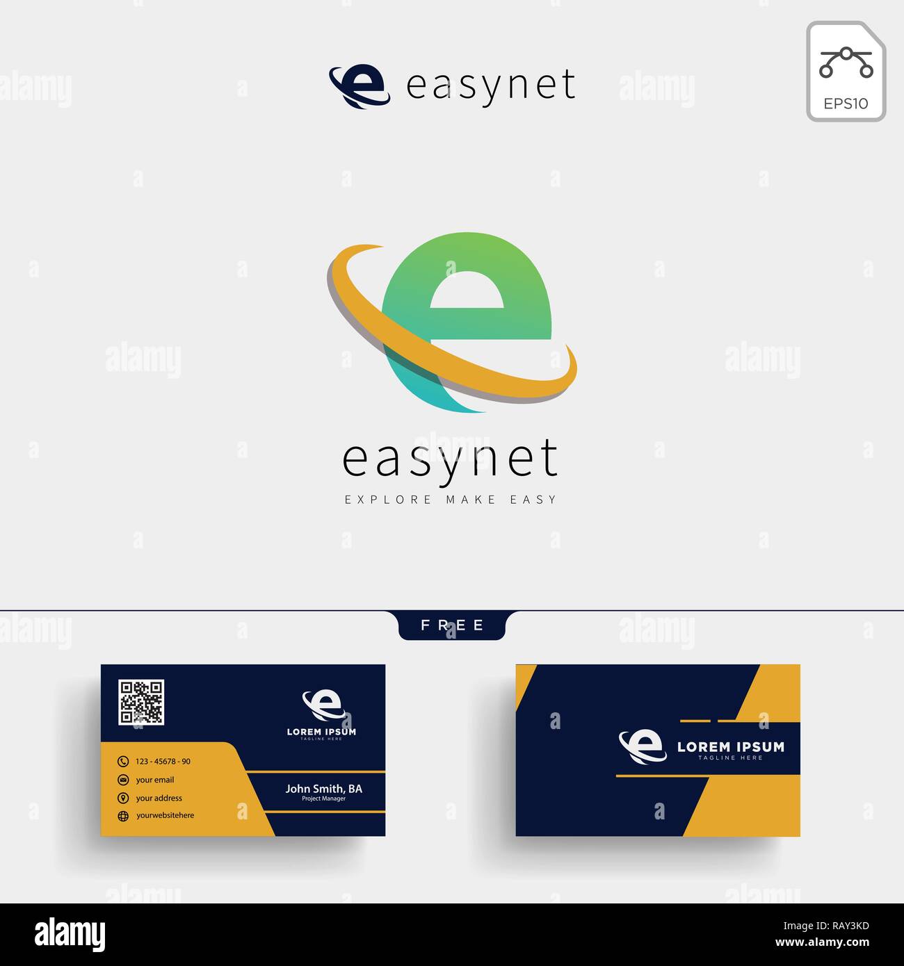 minimal E initial logo template vector illustration and stationery ...