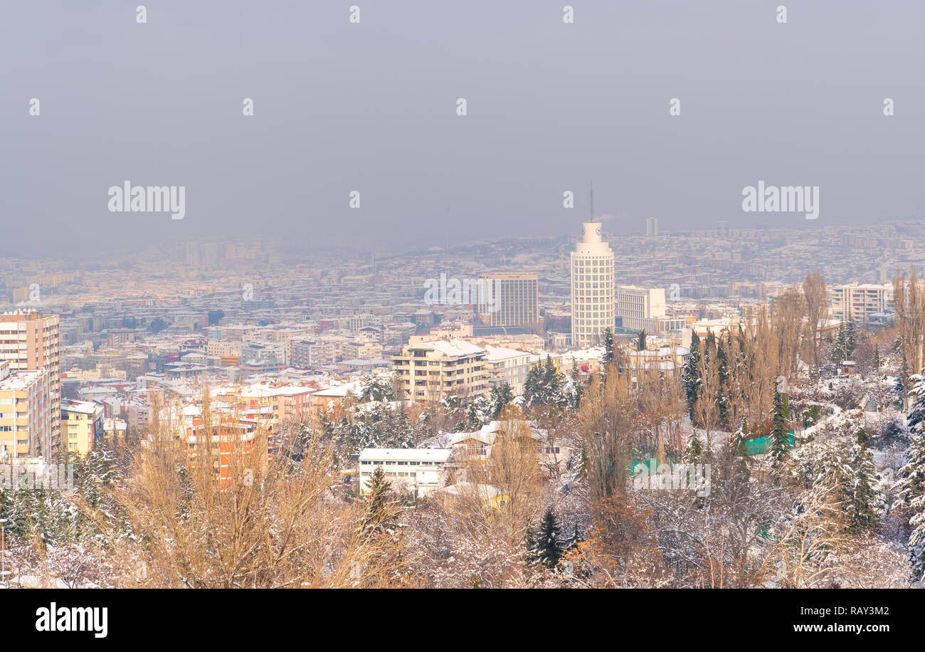 Ankara/Turkey-December 30 2018 -Ankara view with Sheraton Hotel through ...