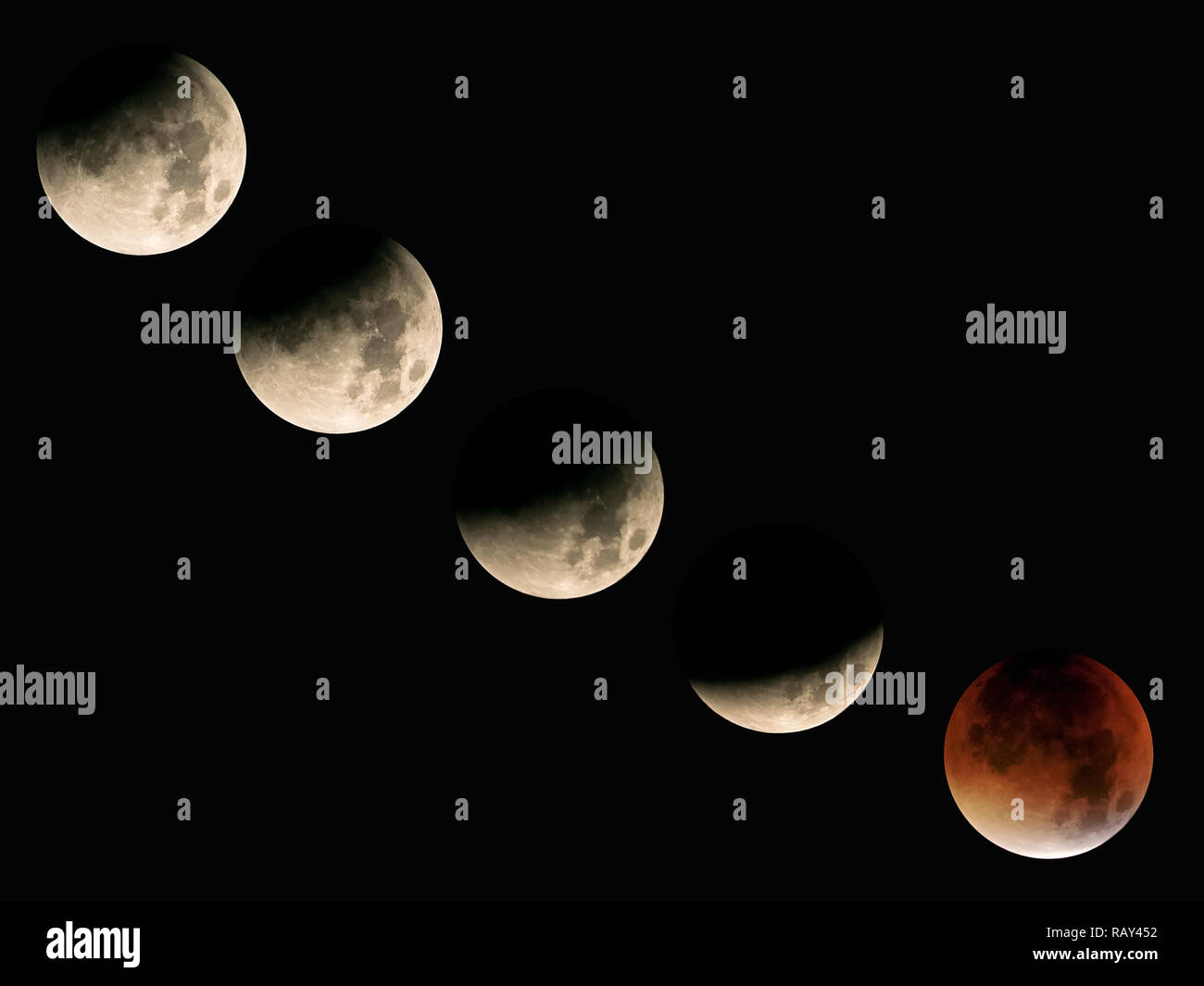 arrangement of lunar eclipse in 2015 Stock Photo - Alamy