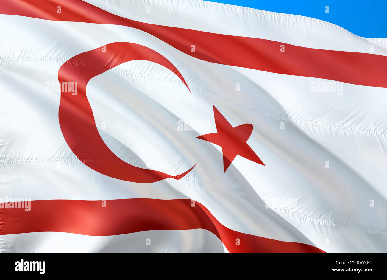 Northern Cyprus flag. 3D Waving flag design. The national symbol of ...