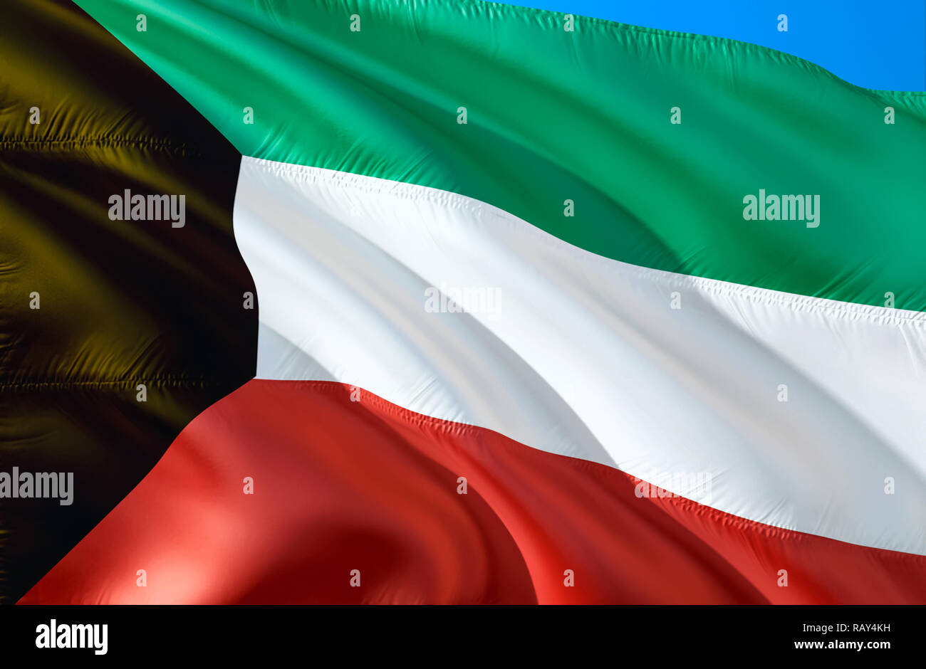 Kuwait flag. 3D Waving flag design. The national symbol of Kuwait, 3D ...