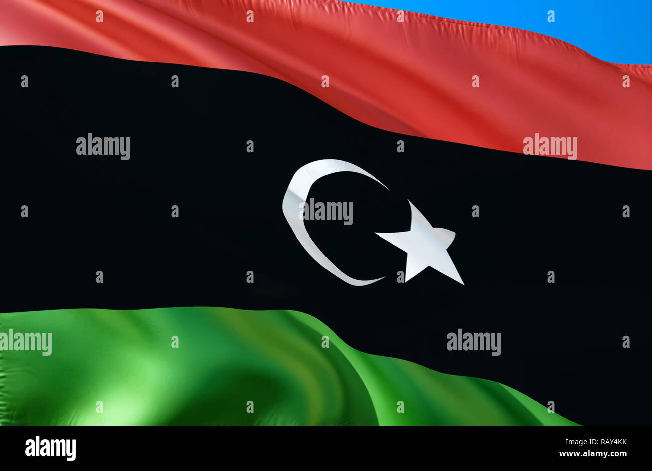 Libya flag. 3D Waving flag design. The national symbol of Libya, 3D ...
