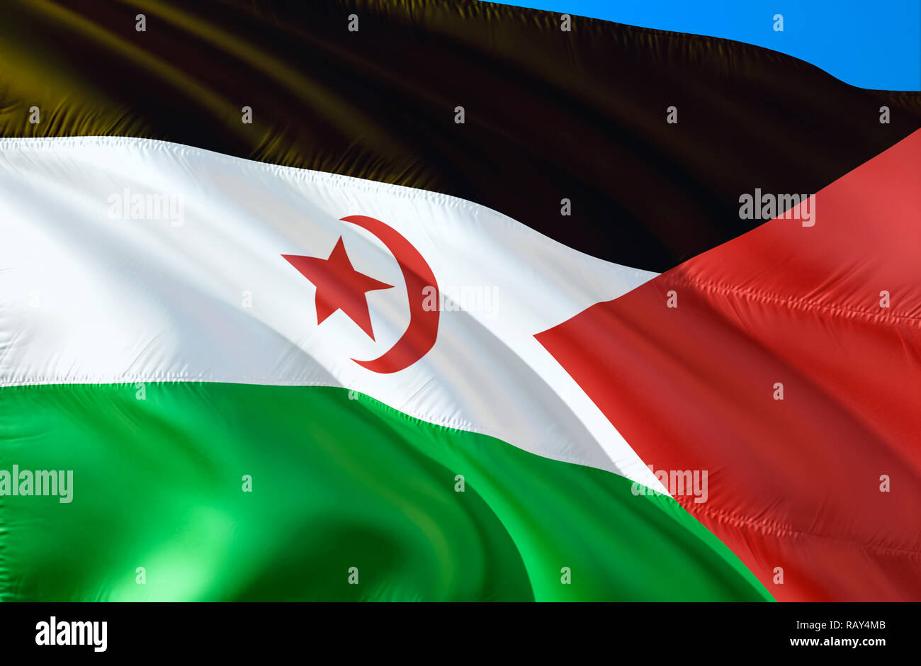 Western Sahara flag. 3D Waving flag design. The national symbol of ...