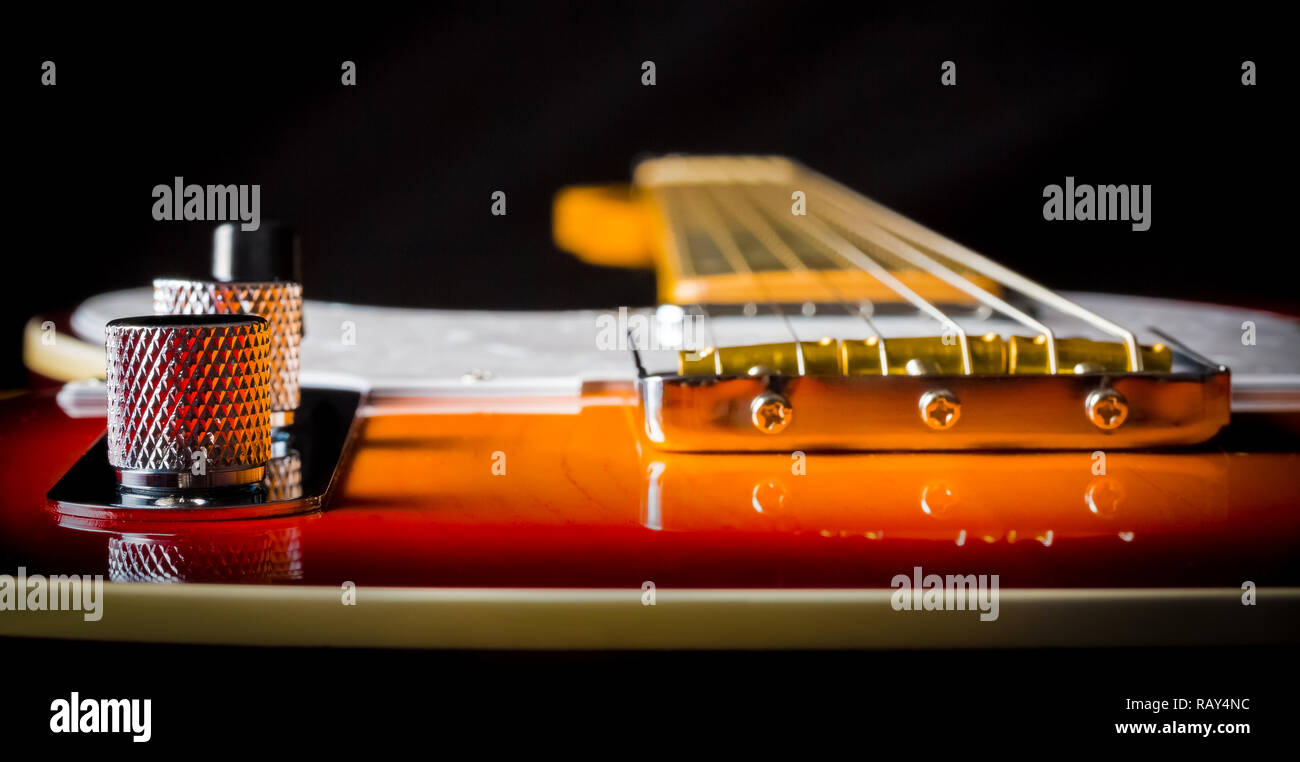 Close up of an Electric Guitar with a sunburst paint job Stock Photo ...