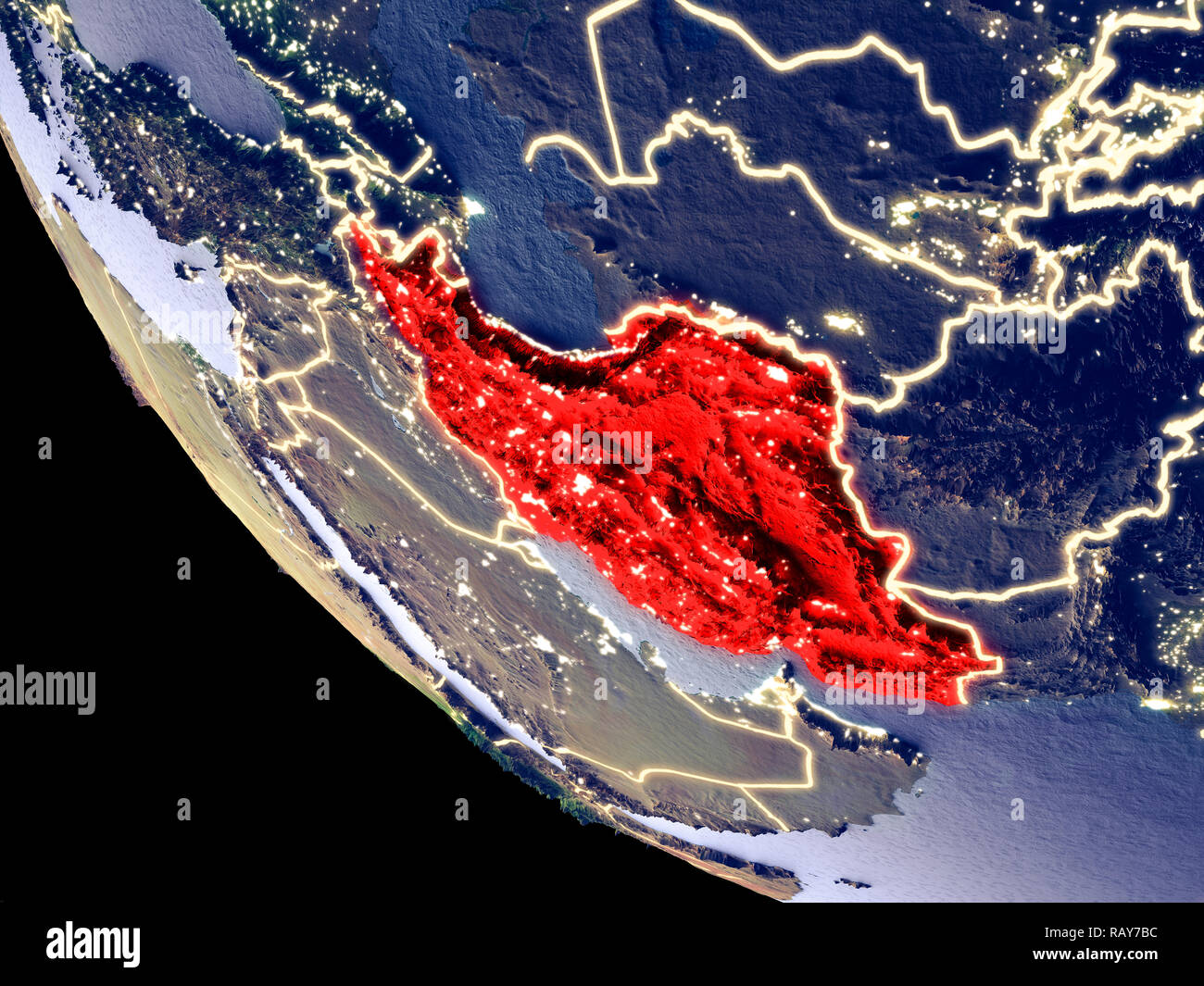 Satellite view iran map borders hi-res stock photography and images - Alamy