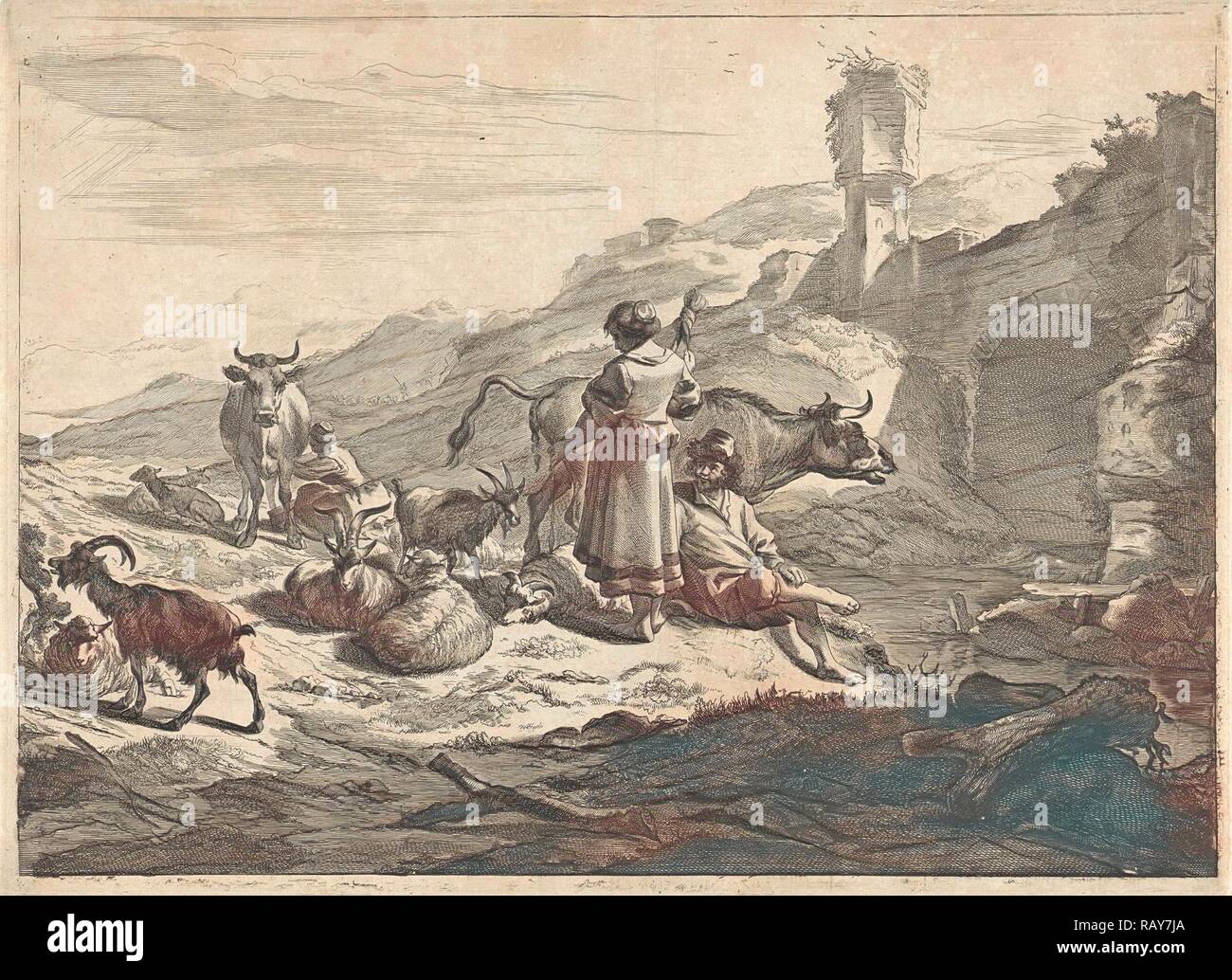 Standing spinster, Cornelis Visscher (II), 1638-1658. Reimagined by ...