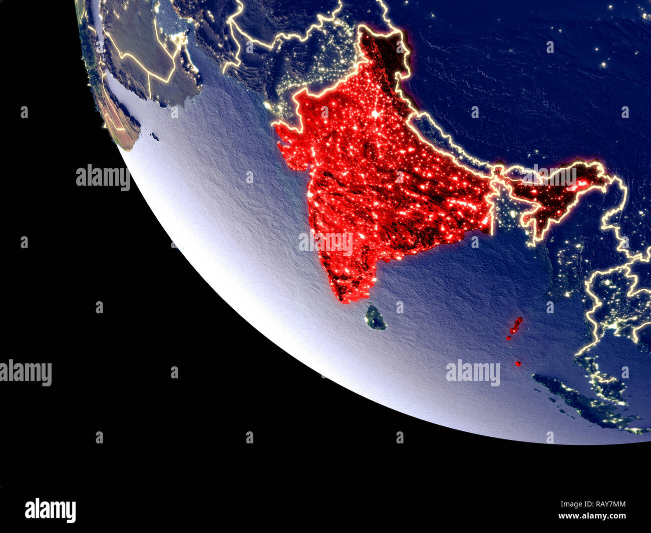 Satellite image of india at night hi-res stock photography and images ...