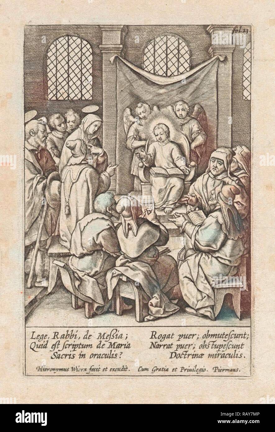 Christ as a twelve year old in the temple, print maker: Hieronymus ...