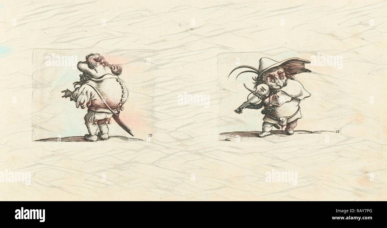 Dwarf with sword, a row of buttons on the back, Dwarf with violin and ...