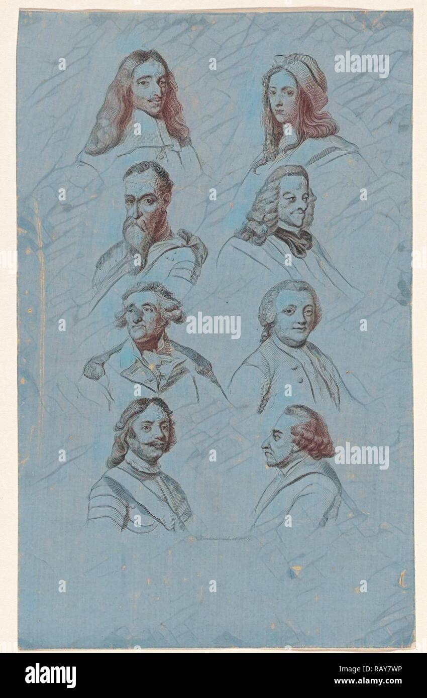 Portraits of Portraits of eight historical figures, Reinier Vinkeles ...