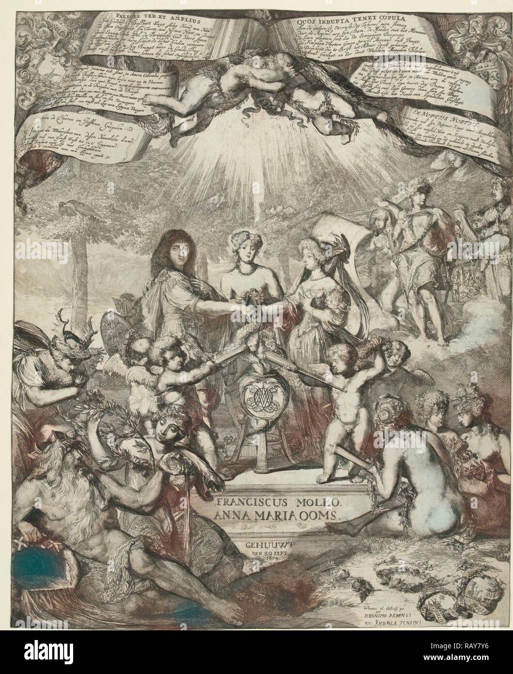 Allegory of the marriage of Francis Mollo and Anna Maria Ooms, 1674 ...