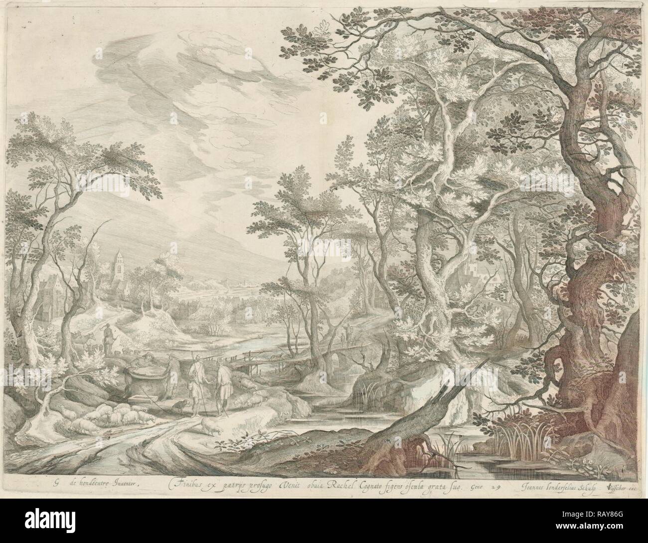 Jacob and the men of Haran at the well, print maker: Jan van Londerseel ...