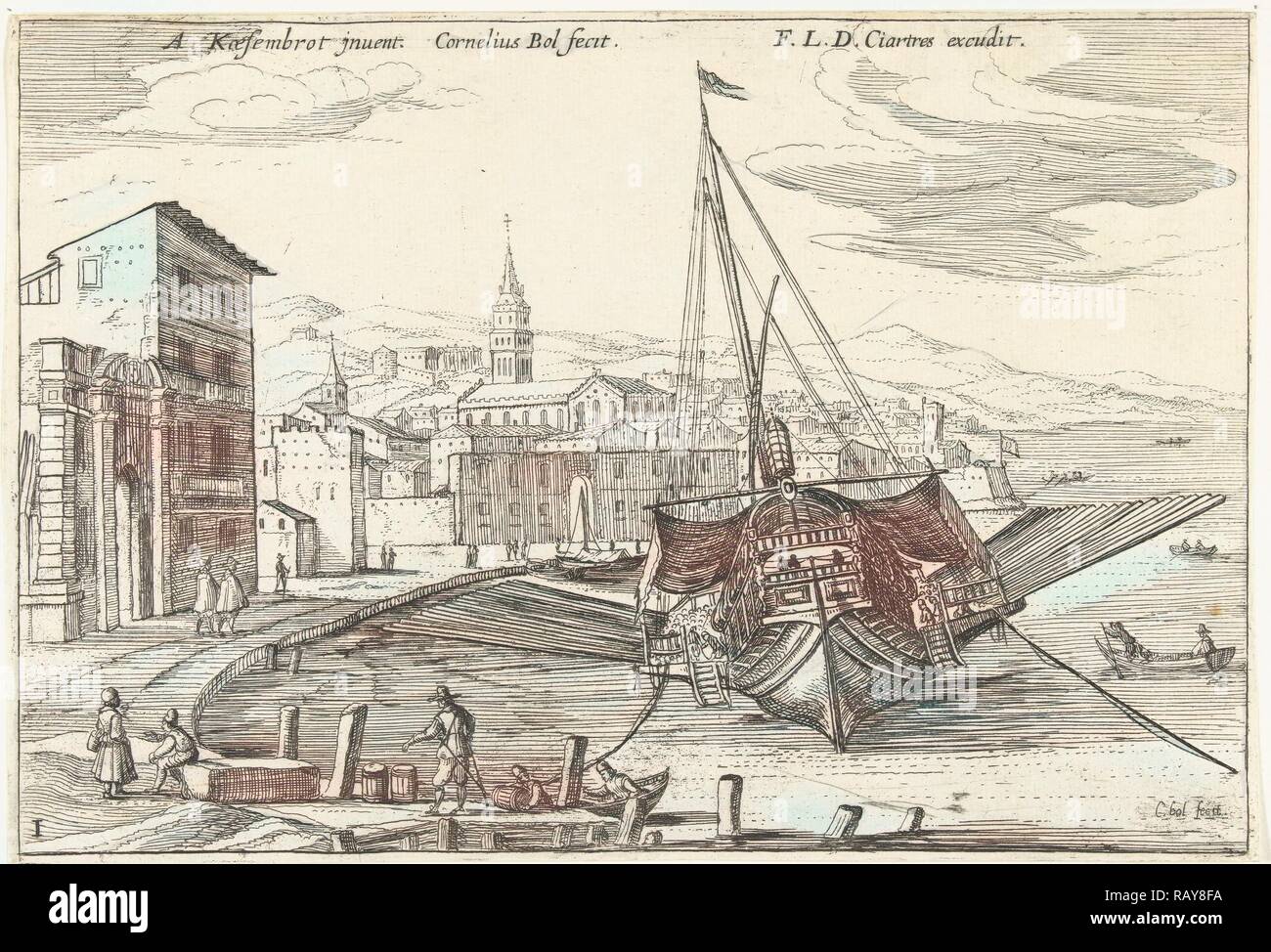 Galley in an Italian port, Cornelis Bol, François Langlois, c. 1623 ...