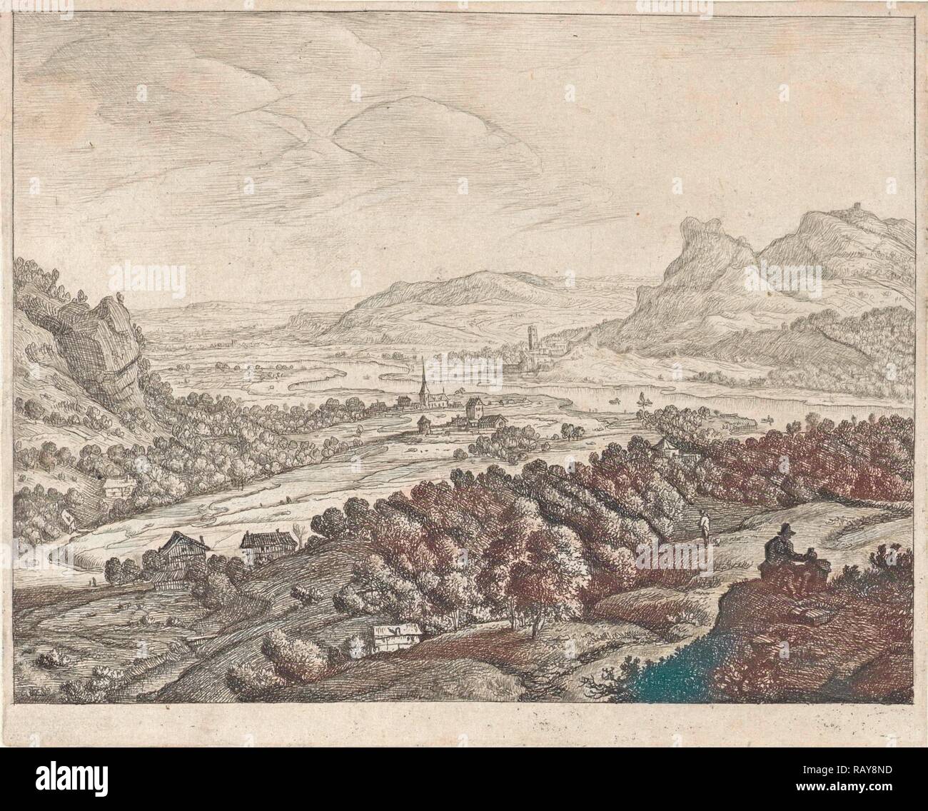 Mountain landscape with river, Herman Saftleven, 1667. Reimagined by ...
