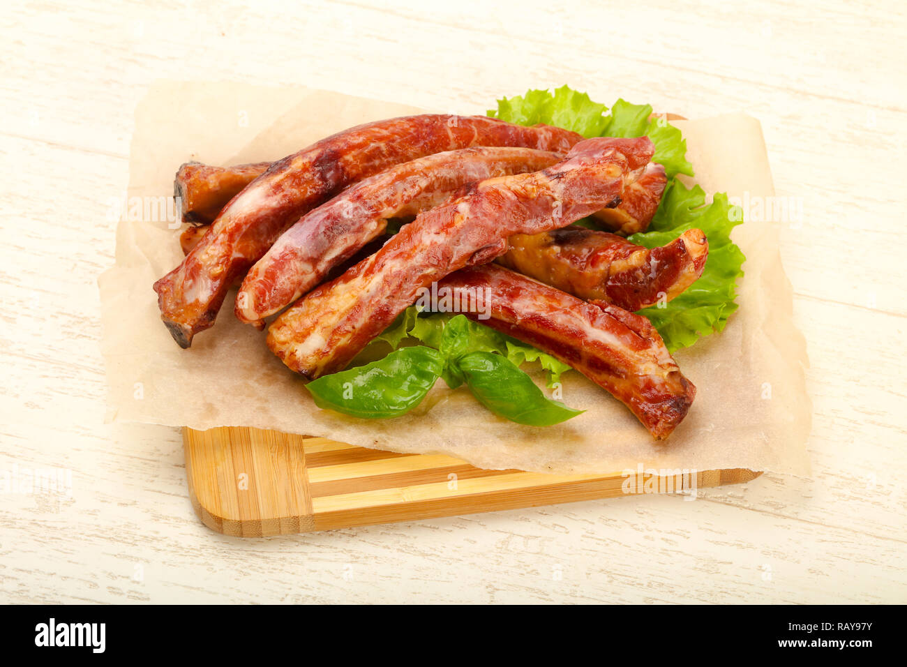 Smoked pork ribs snack Stock Photo - Alamy