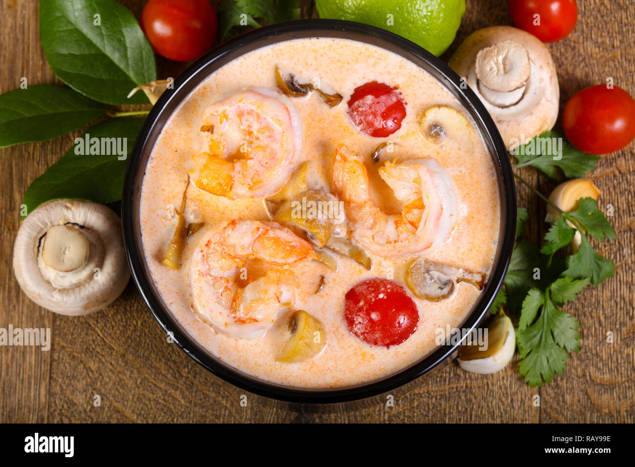 Thai traditional Tom Yam soup with shrimp Stock Photo - Alamy
