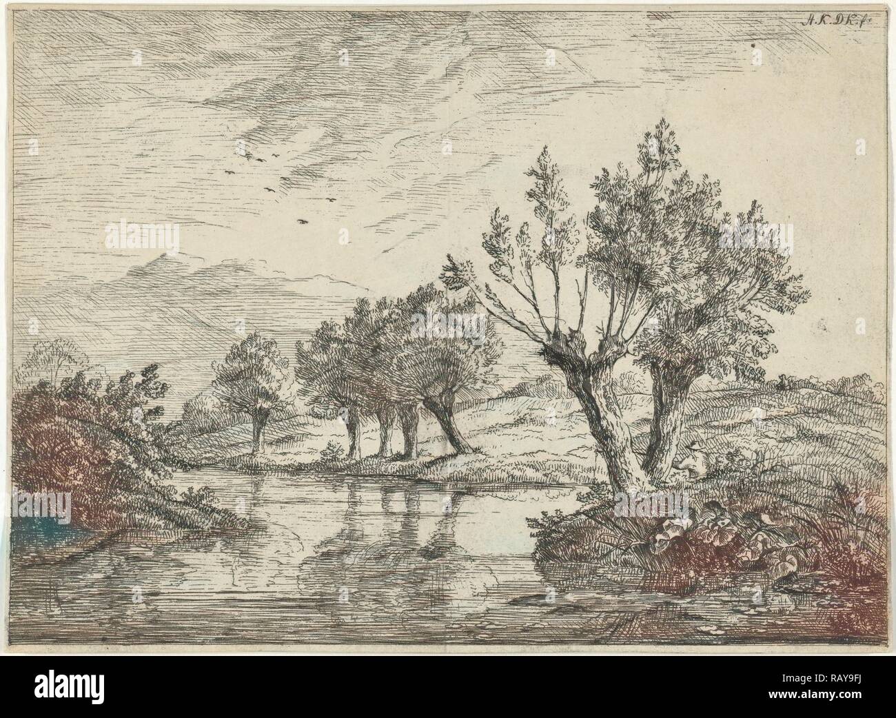 View of a river landscape, Arie Ketting de Koningh, 1825 - 1867 ...