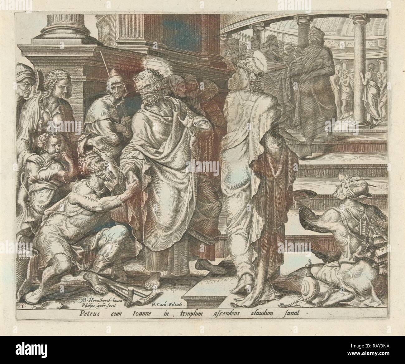 Peter heals a paralytic, Philips Galle, Hieronymus Cock, 1558 ...