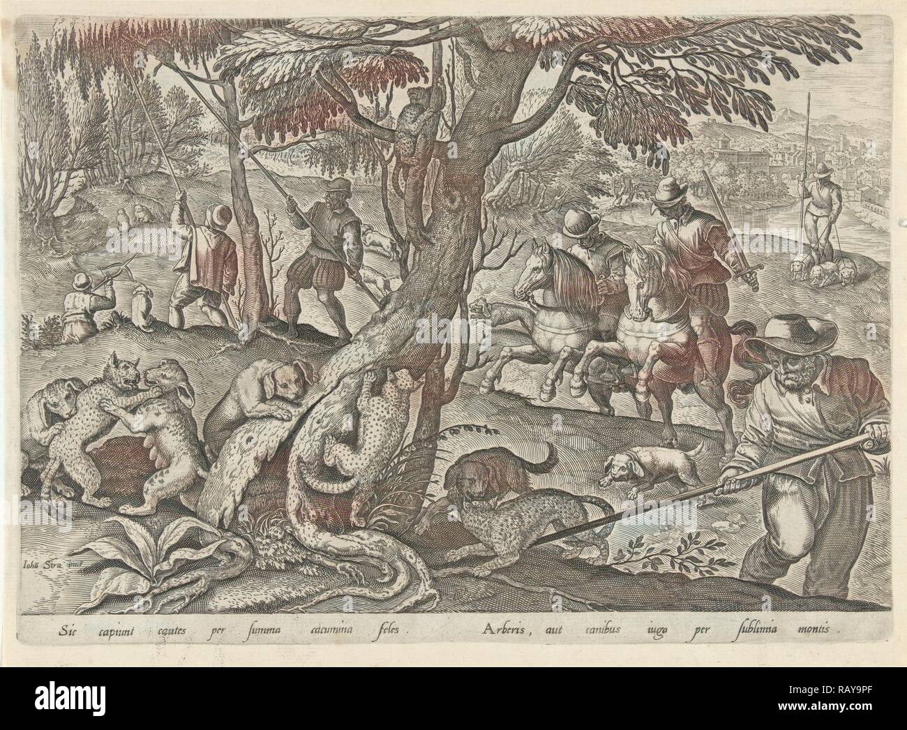 Hunting wild cats, Philips Galle, 1578. Reimagined by Gibon. Classic ...