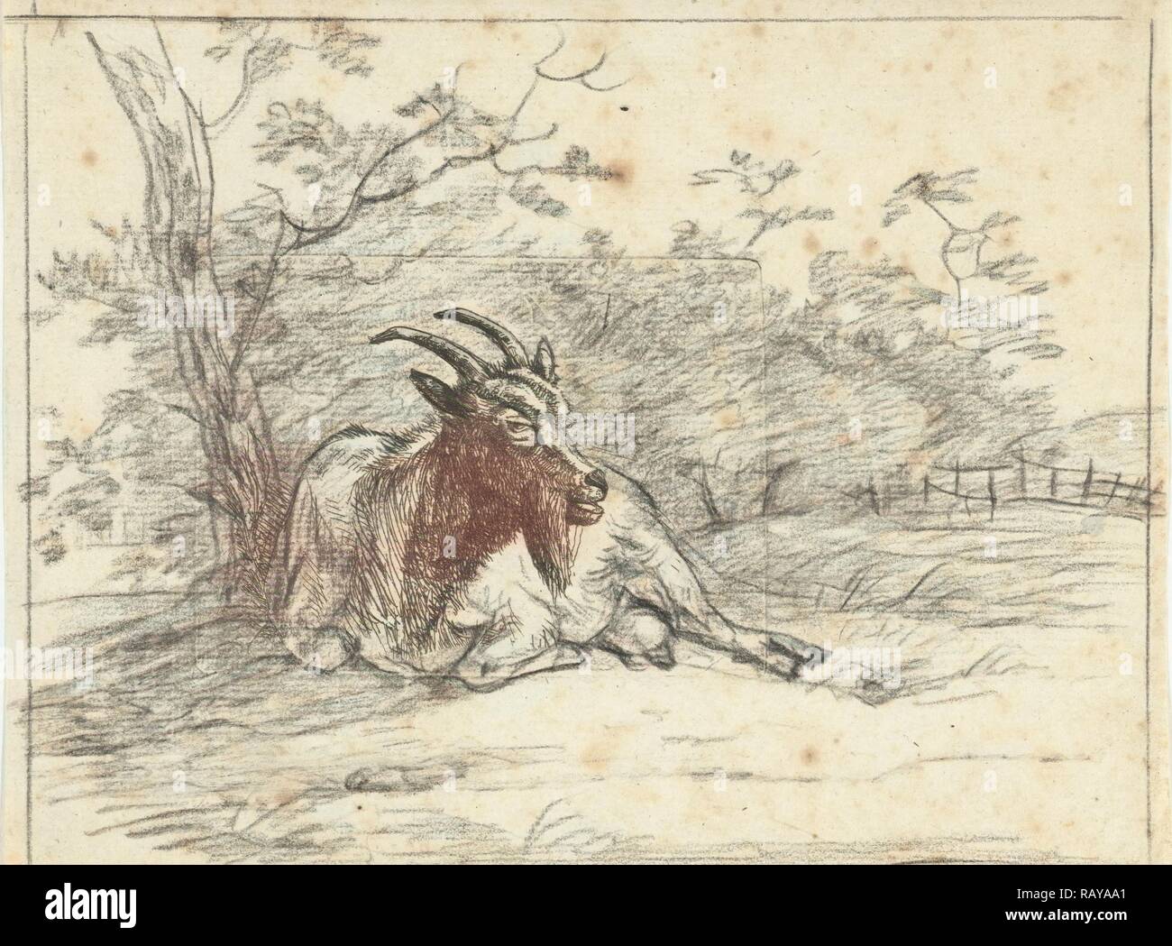 Lying goat, Jan Dasveldt, 1780 - 1855. Reimagined by Gibon. Classic art ...