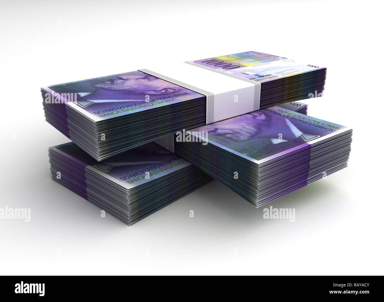 Stack of Swiss Franc (isolated on white background Stock Photo - Alamy