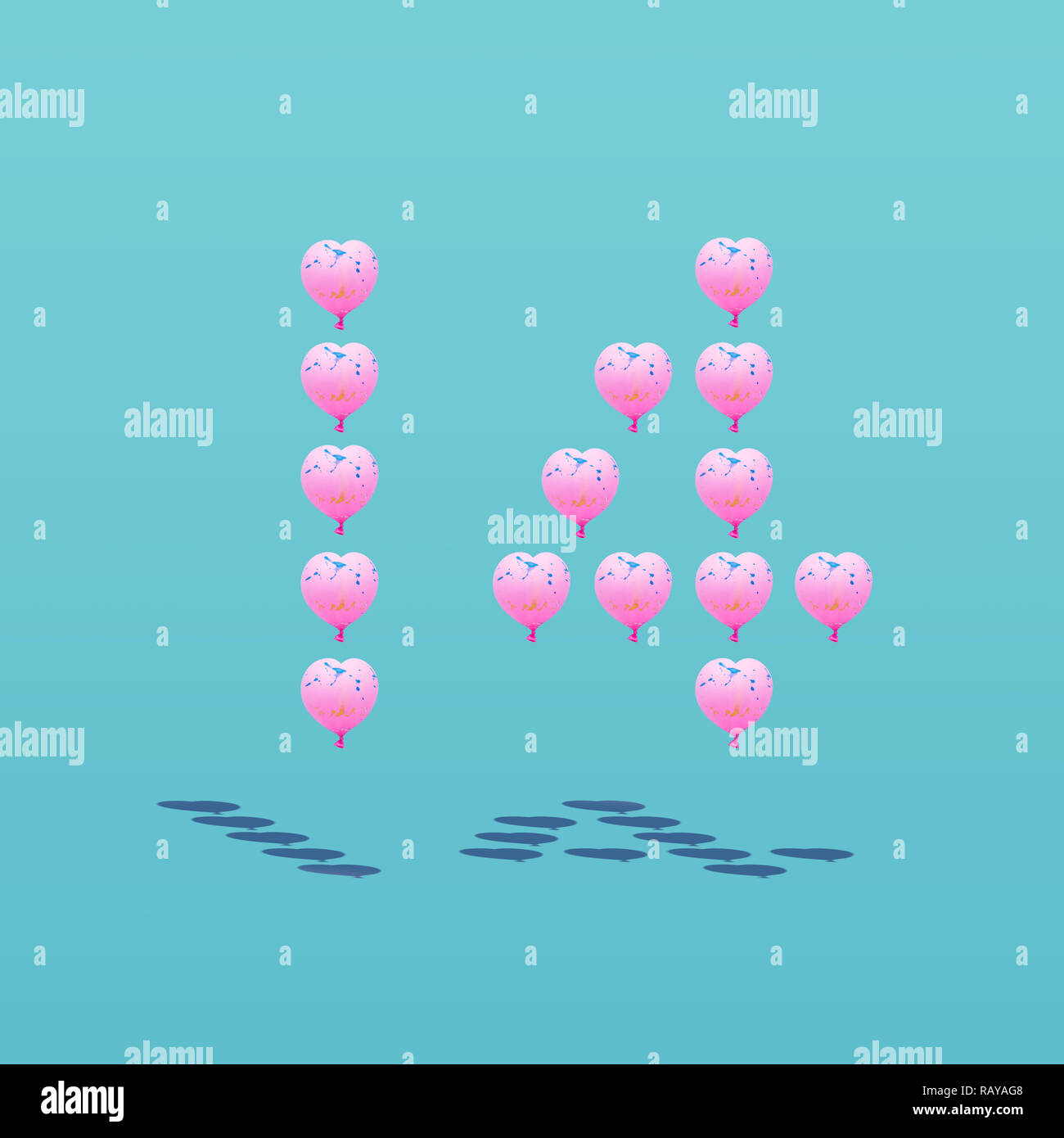 Photo of pink balloon heart shape on number 14.valentine and love ...