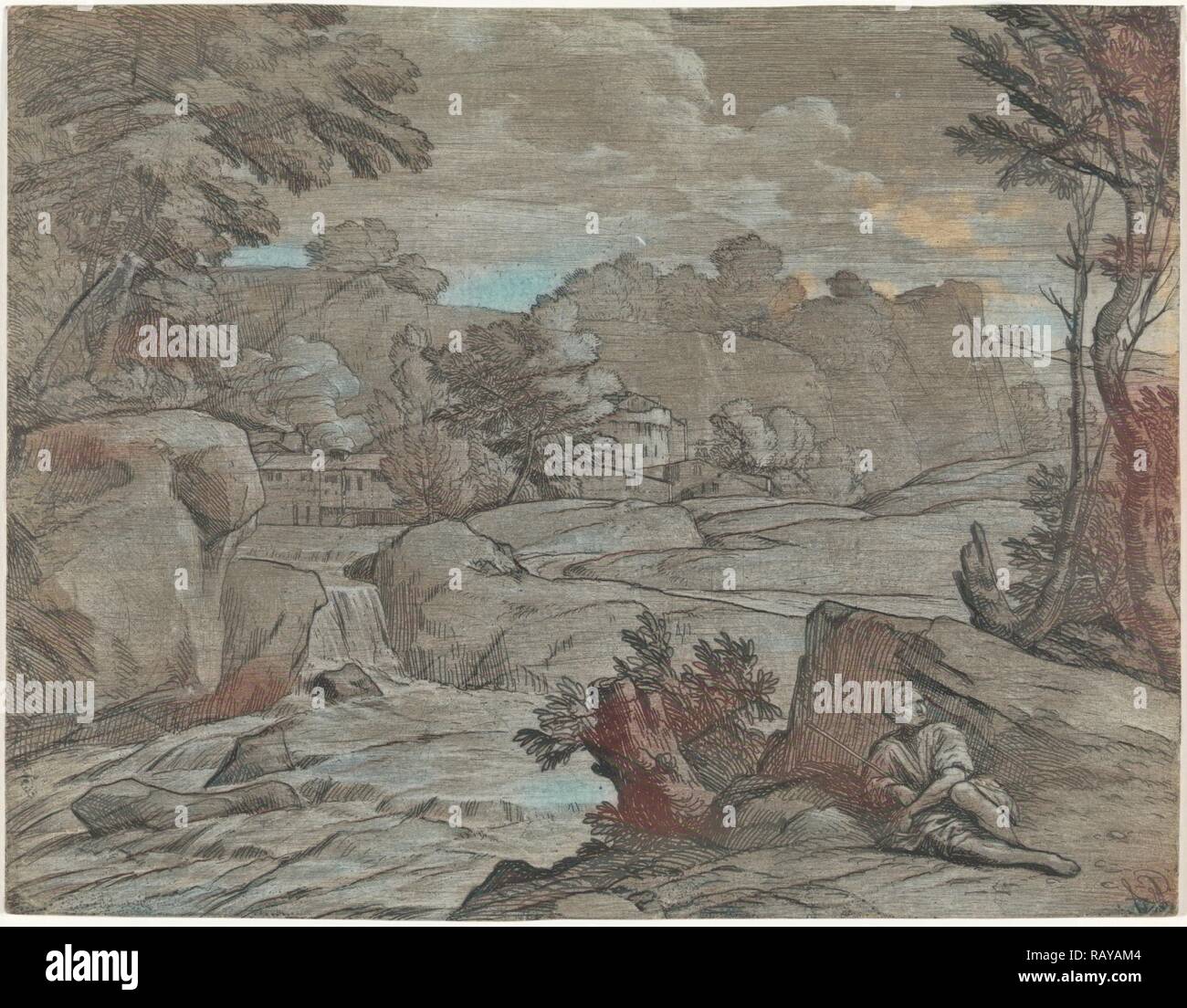 Landscape with river, Abraham Genoels, 1650 - 1723. Reimagined by Gibon ...