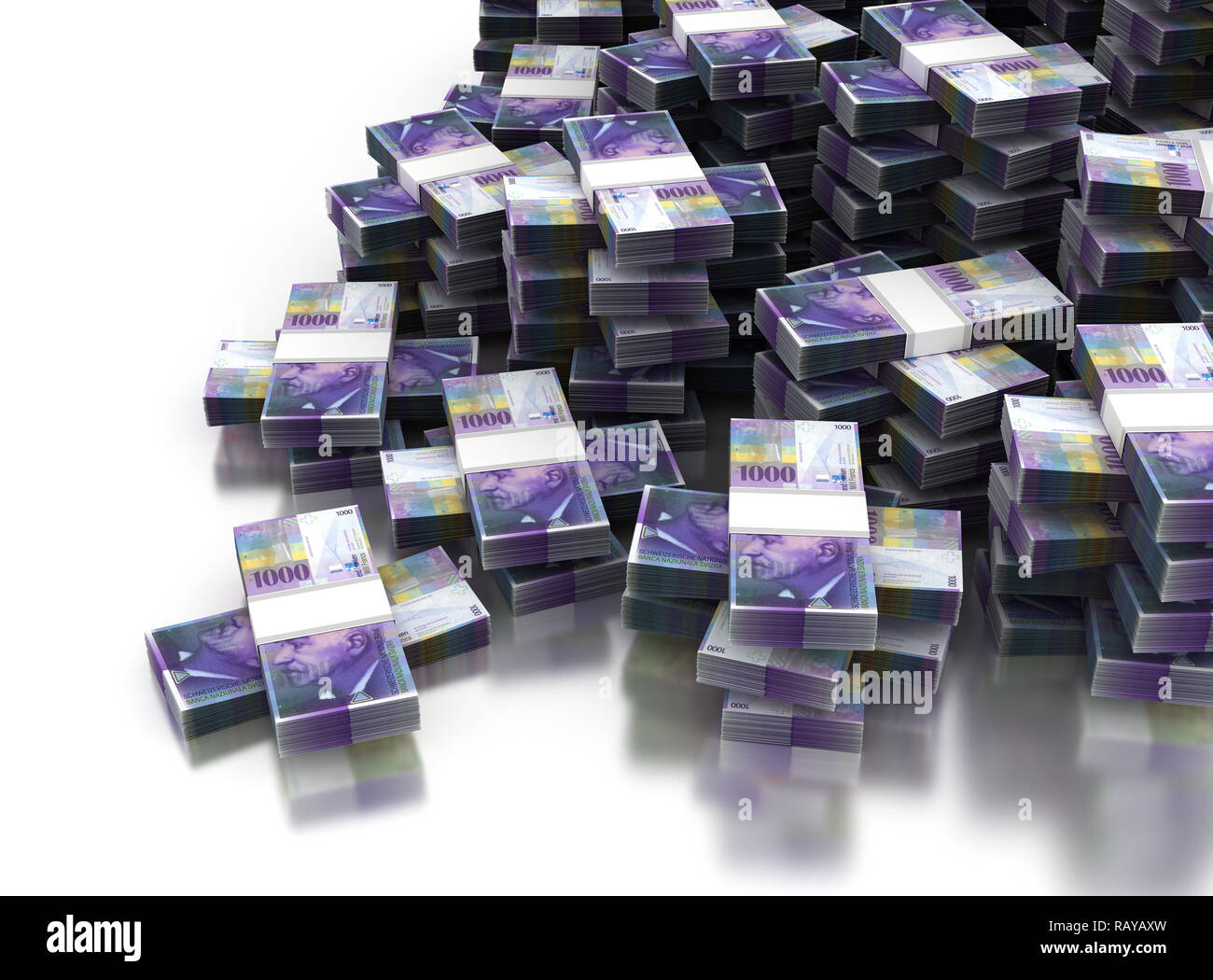 Stack of Swiss Franc (isolated on white background Stock Photo - Alamy